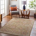 Naila Vintage-Inspired Woven Green / Rust Rug - 5'3" Round