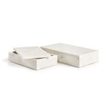 Arie White Marble Decorative Boxes With Lids, Set of 2