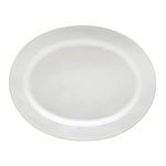 Beja Medium Ceramic Stoneware Oval Platter - White & Cream