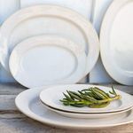 Beja Medium Ceramic Stoneware Oval Platter - White & Cream