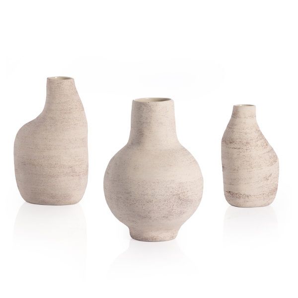 Arid Ceramic Vases, Set Of 3 - Distressed Cream | Scout & Nimble