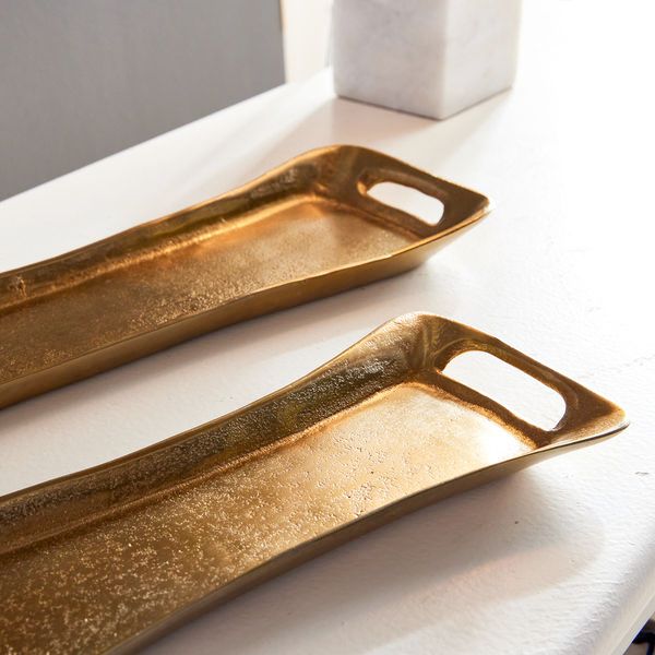 Secilia Decorative Gold Metal Trays, Set of 2 | Scout & Nimble