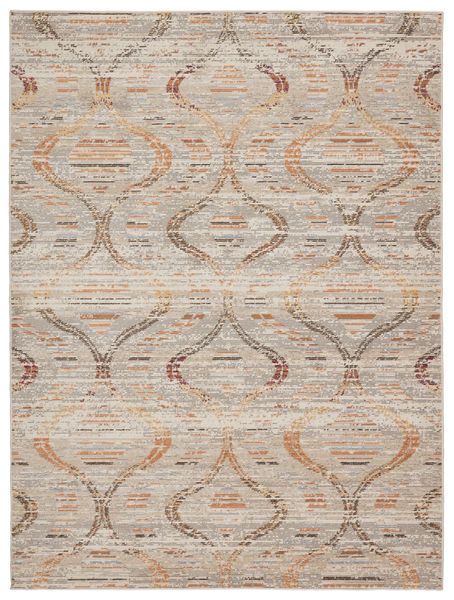 Nikki Chu By Jive Indoor / Outdoor Trellis Gray / Orange Runner Rug