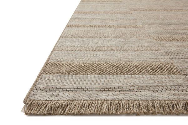 Dawn Organic Modern Natural Offset-Striped Fringe 7'8" x 7'8" Round Rug