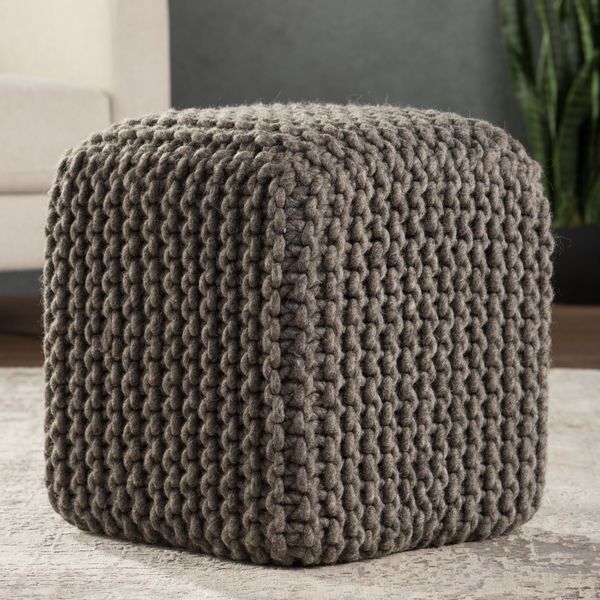 Nata Textured Gray Cuboid Pouf | Scout & Nimble