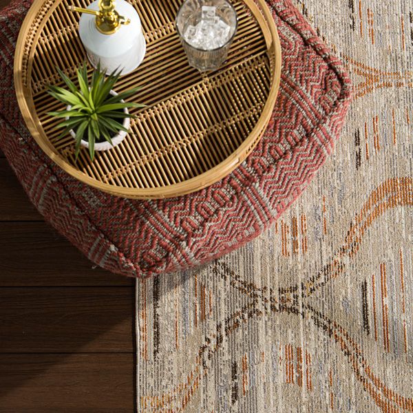 Nikki Chu By Jive Indoor / Outdoor Trellis Gray / Orange Runner Rug