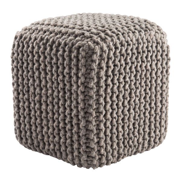 Nata Textured Gray Cuboid Pouf | Scout & Nimble