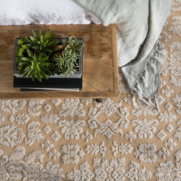Regal Damask Beige/ Blue Rug | Scout & Nimble