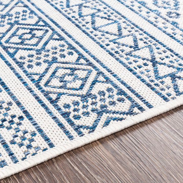 Eagean Navy / Pale Blue Geometric Indoor / Outdoor Rug