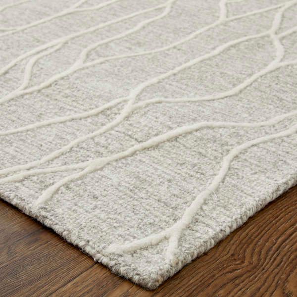 Enzo Taupe / Ivory Textured Striped Area Rug - 9'6" x 13'6"