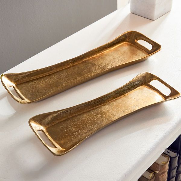 Secilia Decorative Gold Metal Trays, Set of 2 | Scout & Nimble