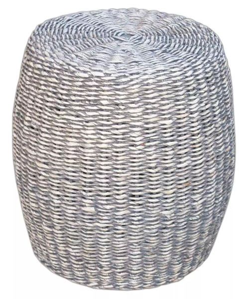 Lanai Round Abaca Stool Grey Wash | Scout & Nimble
