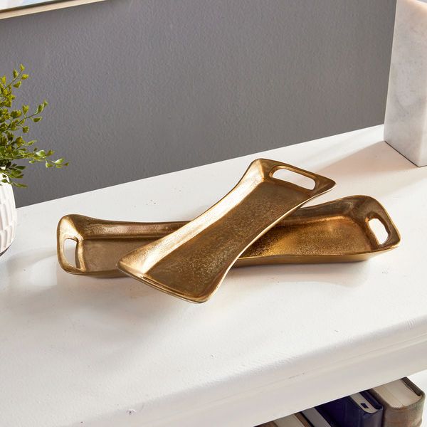 Secilia Decorative Gold Metal Trays, Set of 2 | Scout & Nimble