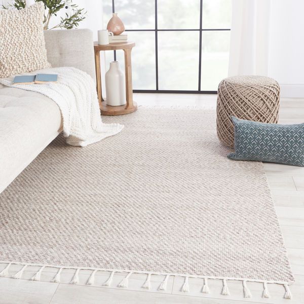 Adria Indoor/ Outdoor Solid Cream/ Gray Rug | Scout & Nimble