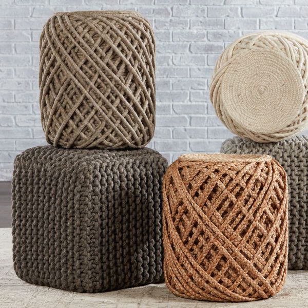 Nata Textured Gray Cuboid Pouf | Scout & Nimble