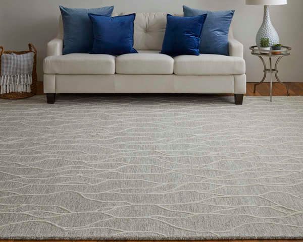 Enzo Taupe / Ivory Textured Striped Area Rug - 2' x 3'