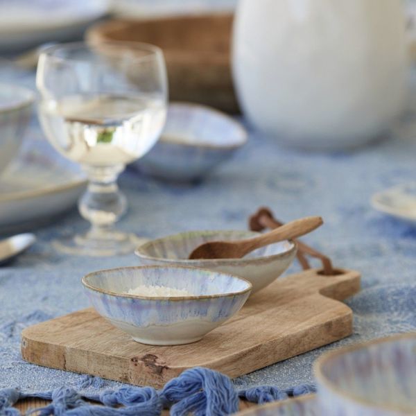 Brisa Mini Shallow Ceramic Stoneware Bowl, Set of 6 - Ria Blue