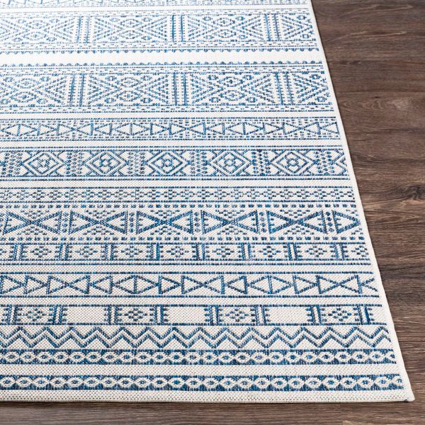 Eagean Navy / Pale Blue Geometric Indoor / Outdoor Rug